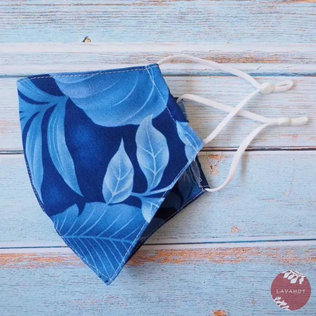 Adjustable Tropical Face Mask with Ear Loops in Blue – Lavahut